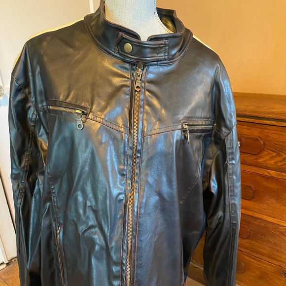 Parts | Jackets & Coats | Moto Jacket Fake Leather Vinyl Xl | Poshmark
